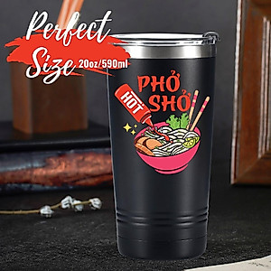 Onebttl Pho Gifts for Men Women, Pho Lovers, Vietnamese, Coworkers - Pho Sho - Stainless Steel 20Oz Tumbler, Black