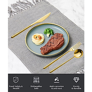 Thomaso 30 Piece Gold Silverware Set for 10,18/10 Stainless Steel Premium Cutlery With Unique Tapered Handles Design,Gold Spoons and Forks Set,Gold Plated Kitchen Utensil Set,Dishwasher Safe