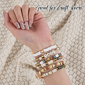 Quefe 8200pcs Clay Beads Bracelet Making Kit, 30 Colors Flat Preppy Beads for Friendship Bracelets, Polymer Heishi Beads with Charms for Jewelry Making, Holiday Crafts Gift for Teen Girls Adults