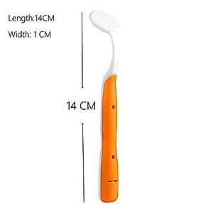 Ceonam 2 Pcs Dental Mirror with Light Tool LED Lighted Teeth Inspection Mirror Anti Fog Curve Angle Dentist Oral Care Tool (Orange)