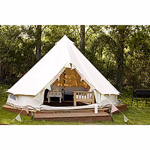 Outdoor Luxury Glamping Bell Tents for Boutique Camping and Occasional Family Camping Trips and Festivals and Human shelter for inhabiting or Leisure(Dia. 4meters)