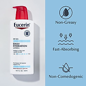 Eucerin Daily Hydration Lotion - Light-weight Full Body Lotion for Dry Skin - 16.9 fl. oz. Pump Bottle (Pack of 3)