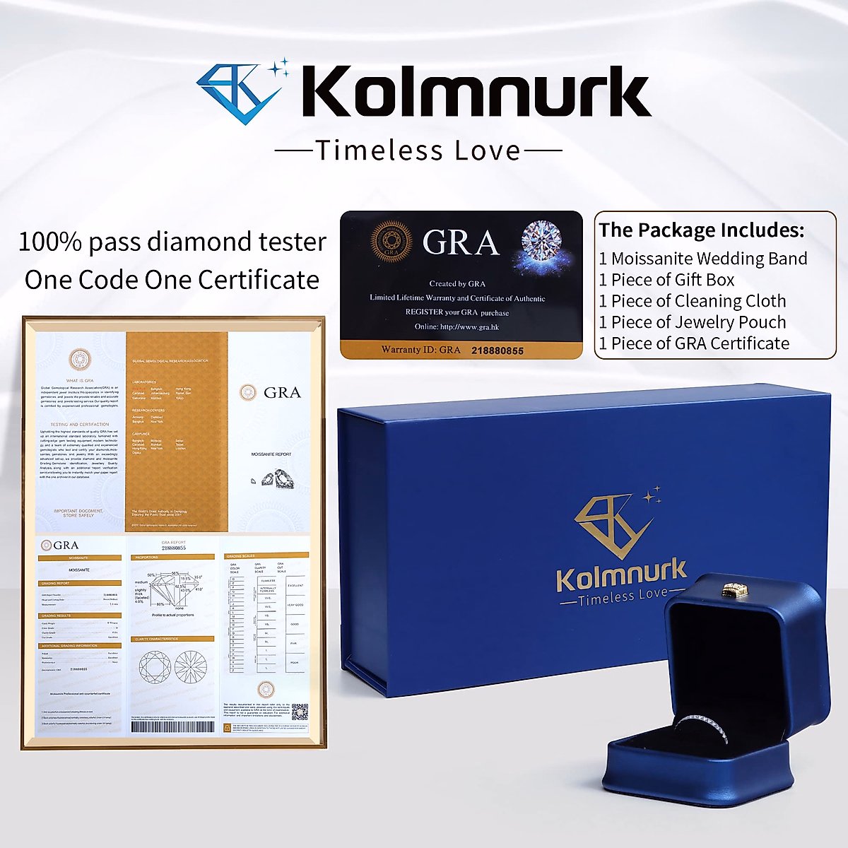 Moissanite Wedding Band, Eternity Ring for Women, 0.3ct D Color VVS1 Clarity Brilliant Round Cut Lab Grown Diamond Wedding Ring, Gemstone, Moissanite