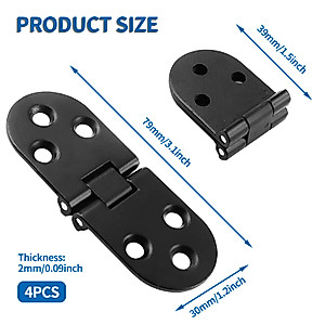 Auvotuis 4Pcs Heavy Duty Folding Table Hinges, Black Sewing Machine Flip Top Hinge Zinc Alloy Butler Tray Hinge with Mounting Screws for Drop Front Desk Drawer, Doors (3.1 x 1.18inch)