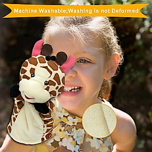 Zoo Animals Hand Puppets Set of 4 -Elephant, Tiger, Giraffe, Monkey Plush Animal Toys for Kids Babies and Toddlers Social Skills…