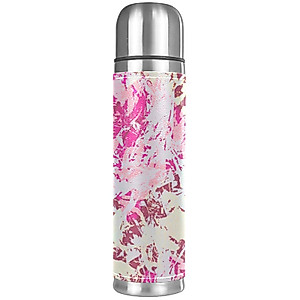 Stainless Steel Leather Vacuum Insulated Mug Vintage Thermos Water Bottle for Hot and Cold Drinks Kids Adults 16 Oz