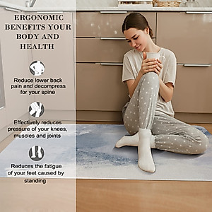 RYANZA 2 Pieces Kitchen Rugs, Abstract Anti Fatigue Non Slip Foam Cushioned Gray Grey Art Modern Graffiti Comfort Indoor Floor Mat Runner Rug Set for Laundry Office Sink Bathroom (17"x48"+17"x24")