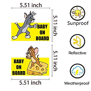 Baby on Board Sign for Car Kids Safety Baby on Board Stickers (2 Pieces) (Jerry)
