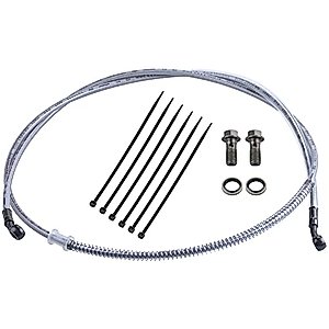 MWMNUN 70" Braided Hydraulic Brake Hose Line Pipeline Compatible with Chinese GY6 Scooter ATV Dirt Bike Go Kart 10mm Banjo Ends 178CM