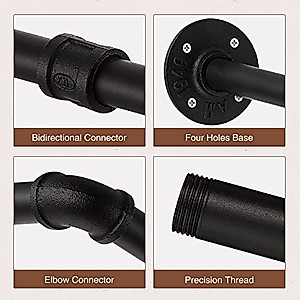 GREENSTELL Clothes Rack, 72.5 Inches Industrial Pipe Clothing Rack, Wall Mounted Closet Rod, Space-Saving Heavy Duty Hanging Bar, Detachable Multi-Purpose Hanging Rod for Closet Storage 3 Base