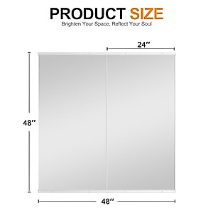 Home Gym Mirror, Large Full Body Mirror for Yoga, Fitness, 48''x24''x2PCS, Glass Frameless Mirror for Wall Mounted, Wall Mirror for Home Gym, Garage, Bedroom, Bathroom (White - 48'' x 24'' - 2PCS)
