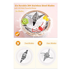 PULOYA Portable Blender, USB-C Rechargeable 14 Oz BPA Free Personal Juicer for Smoothies and Shakes with Travel Cup and Lid, Deep Blue