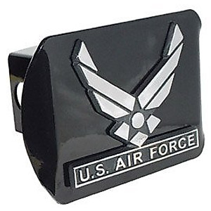 MVP Accessories US Air Force Wings Black Metal Trailer Hitch Cover with Metal Logo