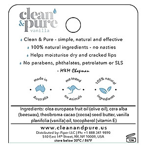 Clean & Pure Lip Balm 2-Pack (Vanilla) | Manuka Honey Beauty Products | Lip Care Set With 100% All Natural Beeswax and Vitamin E Oil | Flavored Lip Balm for Dry, Chapped Lips