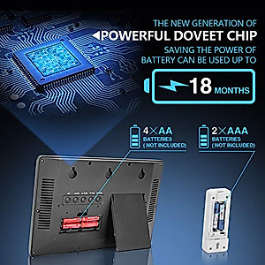 Atomic Clock DOVEET-Digital Wall Clock Never Needs Setting/ Easy to Read/Easy Set Up/Indoor Outdoor Temperature-Wireless Outdoor Sensor Battery Powered(4.5" Numbers)