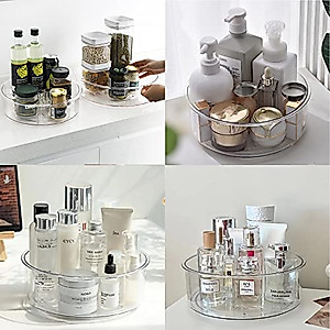 vacane Clear 10" Lazy Susan Organizer, Plastic Lazy Susan Turntable for Cabinet Rotating Pantry Lazy Susan Cabinet Organizer, Refrigerator, Bathroom Makeup Perfume Organizer