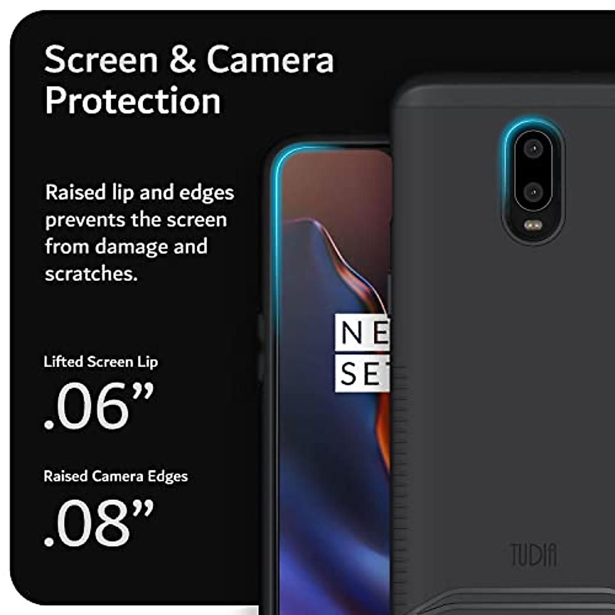 TUDIA DualShield Designed for OnePlus 6T Case, [Merge] Dual Layer Heavy Duty Slim Hard Case for OnePlus 6T (Matte Black)