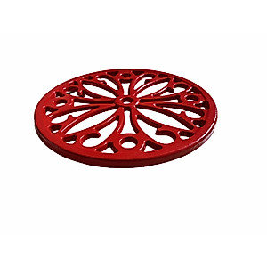Trivet 7.8 Inch, Cast Iron Trivet with Rubber Pegs/Feet Non-Slip, Rustic Trivets for Hot Pots and Pans, Decorative Kitchen Trivet Mats Hot Pads Pot Coasters(2 Pack) (Red) (RED)