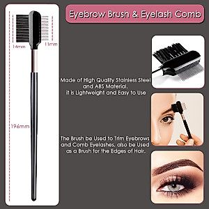KINGMAS Eyebrow Brush & Eyelash Separator Eyeliner Brush and Brow Comb Lash Spoolie Brush, Steel Mascara Comb Grooming Brush, 5Pcs Eye Makeup Tools