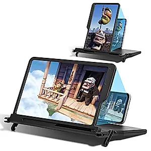 Newseego 12 ” Foldable Phone Screen Magnifier, 3D HD Horizontal and Vertical Phone Amplifier Eye-Protective Movie Video and Game Enlarger Portable Phone Holder Screen Magnifier for Smartphones.