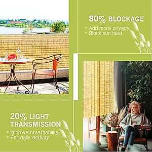 Natural Reed Screen Curtain, Eco-Friendly 16.4ftX4ft Fencing Decorative Roll Up Window Blind Reed Fencing for Garden Indoor Balcony Window