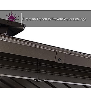 LUCKYBERRY 10' X 12' Outdoor Hardtop Galvanized Steel Roof Double Top Permanent Gazebo Canopy Curtains Aluminum Frame Patio Garden Gazebo with Netting