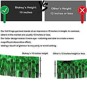 Blukey 10 Feet Long Green Parade Floats Skirting Decorations- Pack of 1 | Metallic Foil Fringe Garland | Ideal for Parade Floats, Bridal Shower, Wedding, Birthday | Wall Hanging Tassle Banner