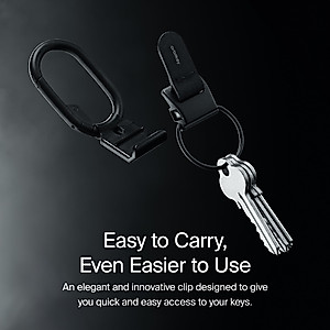 Orbitkey Clip v2 | Secure Magnetic Fidlock Quick Release system, Sleek Design, Stainless Steel Surface | (All Black)