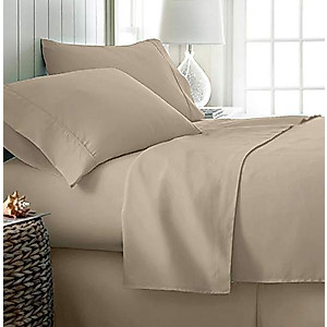 Mr Pandaa Extra Deep Bedsheet Set Fits 18 to 24 Inch Extra Thick Mattress, [4 Piece] Sheet Set, 800-Thread-Count 100% Egyptian Cotton- Sateen Weave Bed Sheets (Short-Queen, Taupe}