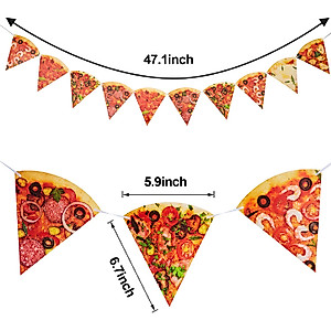 4 Pieces Pizza Photo Banner Pizza Pennant Pizza Party Theme Decoration for Pizza Themed Birthday Baby Shower Party Supply, Pre-assembled
