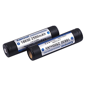 OooSure 2 pcs 3.7V 16650 2500mAh Button Top Rechargable Lithium Batteries for Flashilght Like E2T-MV E2DLU-A SF6P G2X LX 6P 9P G2 M951 E2DL P2XD
