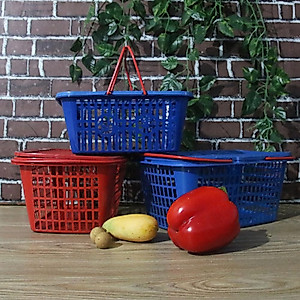 Cabilock 20pcs Small Fruit Basket Strawberry Cherry Basket Plastic Handle Basket Container Red Mini Shopping Basket Kids Adult Fruit Picking Basket 23. 5x17x11cm Random Patterns