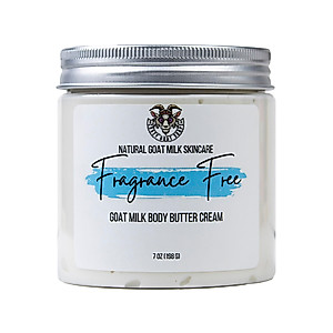 Whipped Body Butter | Unscented | Pure Goat Milk | Lotion | Dry and Sensitive Skin Cream | Paraben Free, Non-Greasy | Body Moisturizer - 7oz