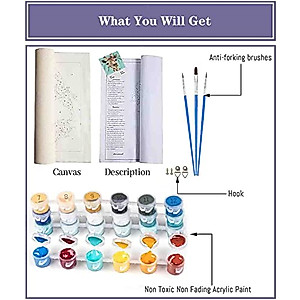 4 Pack Animal Paint by Numbers for Adults Kids Beginner, On Canvas DIY Giraffe Owl Cow Dog Oil Painting for Home Decor 12X16 Inch