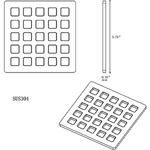 Uni-Green Square Drain Grate Replacement | Drain Cover | Shower Strainer Grid Mission Style (Matte Black)