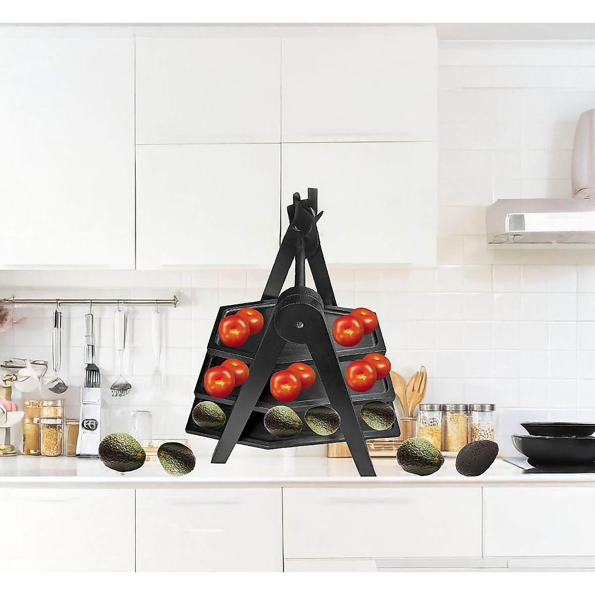 Gothic Home Decor - Wooden Black 3 Tiered Coffin Tray for Goth Kitchen Veggies Fruits, Goth Party Wedding Dessert Cupcake Stand, Afternoon Tea Coffin Shelf