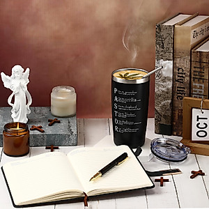 Skybooly Set of 3 Pastor Appreciation Gifts for Men 20oz Stainless Steel Tumbler Pastor Ordination A5 Journal Inspirational Ballpoint Pen Gift for Clergy Appreciation Day Christmas, Birthday (Black)