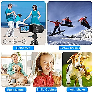 Rawiemy Camcorders Video Camera 4K 48MP Video Recorder Camera with IR Night Vision Vlogging Camera for YouTube Kids Camcorder with 3" Touch Screen,Remote,2 Batteries and 32G SD Card