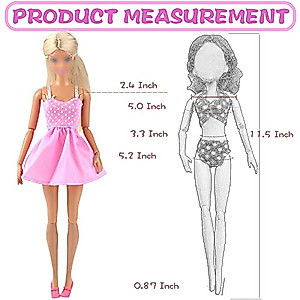 28 PCS Handmade Doll Clothes and Accessories for Barbie Including 1 Fashion Dress 2 Party Dress 3 Outfits Tops and Pants 10 Pair of Shoes 12 Accessories in Random for 11.5 Inch Dolls