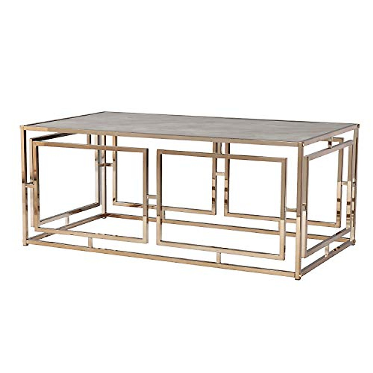 SEI Furniture Simondley Cocktail Table, 24D x 43.75W x 18H in, Champagne w/Faux Marble