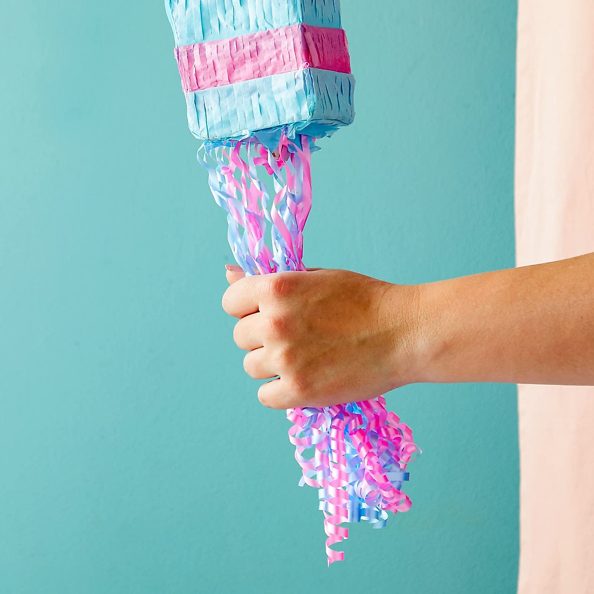 Juvale Pull String Gender Reveal Question Mark Pinata, Boy or Girl Baby Shower Party Supplies (17 x 11 x 3 In)