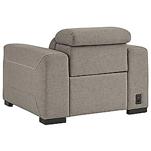 Signature Design by Ashley Mabton Contemporary Adjustable Power Recliner with USB Charging, Light Gray