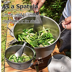 iBasingo Titanium Rice Serving Spoon Outdoor Camping Household Rice Shovel Portable Cooking Kit Ultra-light Scoop Rice Spoon Thickened Tableware Ti1079T