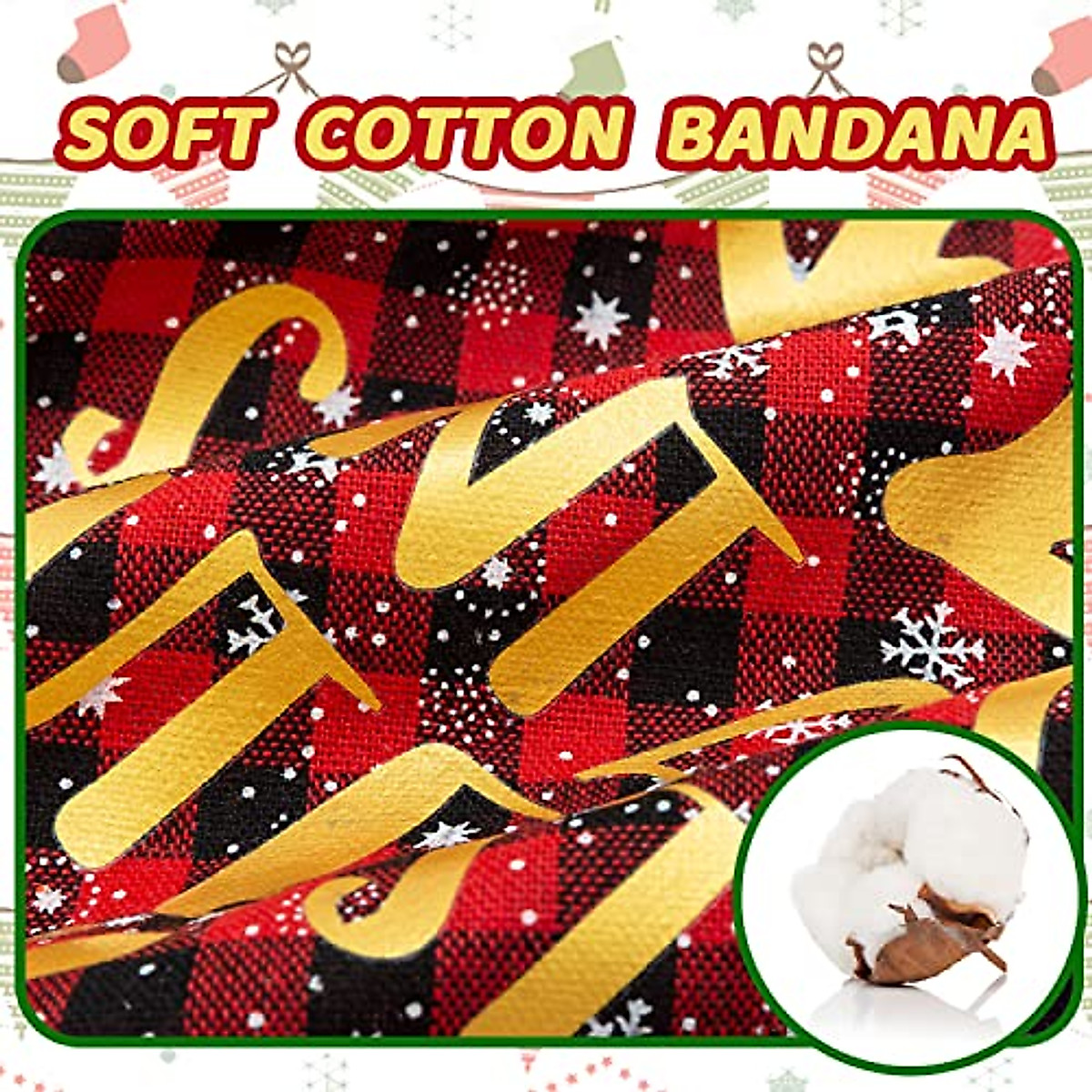 PAWNISAW Dog Christmas Bandanas - Cute Snowflake Bronzing Plaid Dog Holiday Bandanas Triangle Bibs Dog Kerchief Set Scarfs for Girl Boy Small Medium Large Dogs