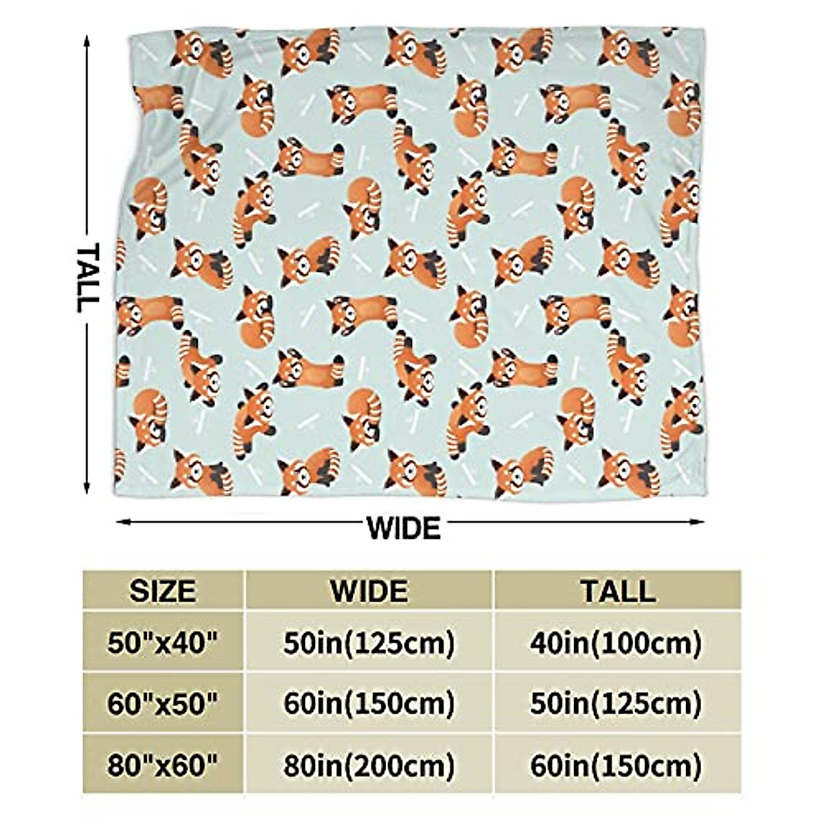 Cute Red Panda Bamboo Throw Blanket Soft Lightweight Warm Flannel Comfort Gift Throws Bedding for Home Bed Sofa Couch Travel