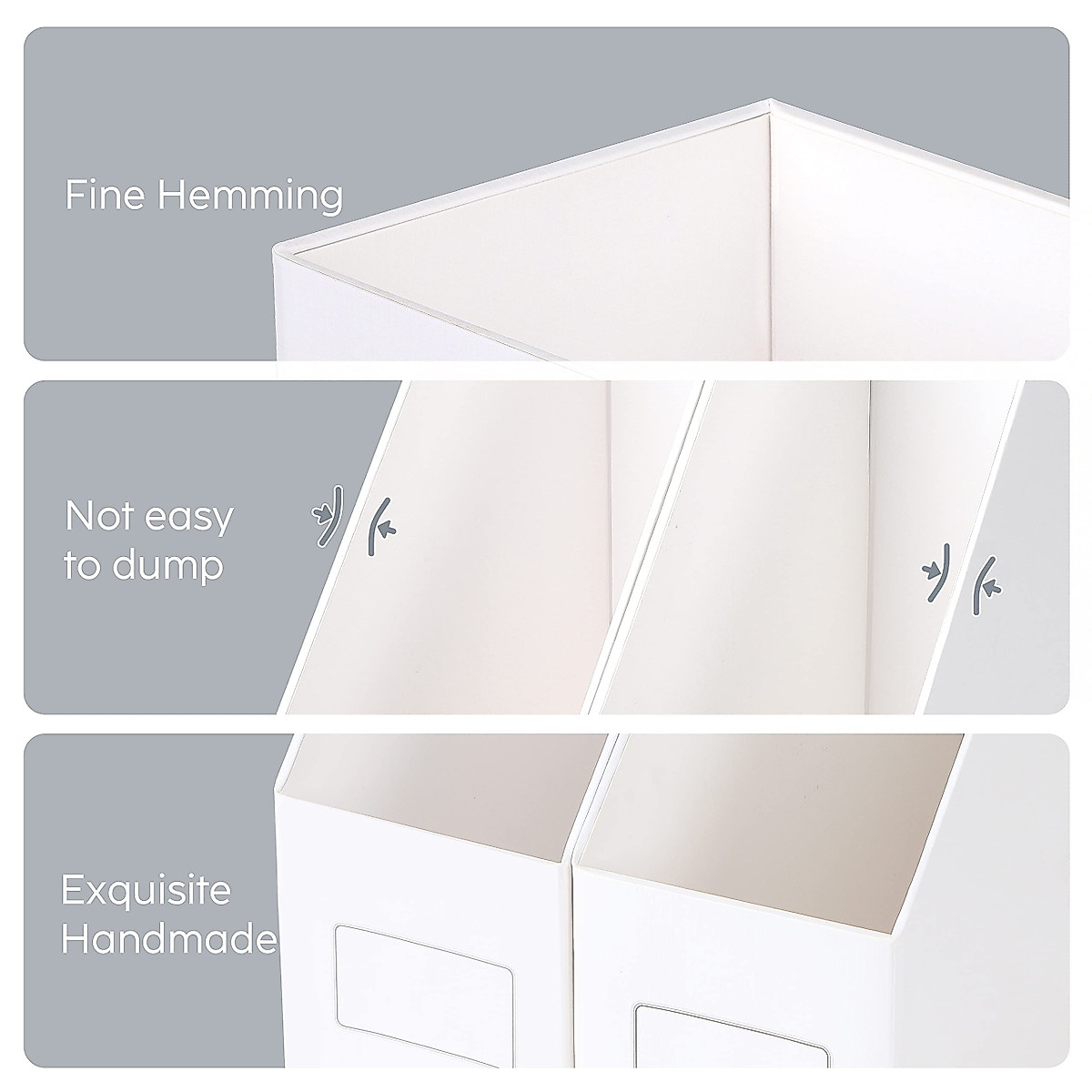 JiaWei Magazine File Holders, 3 Packs White Document Organizer, File Racks,Book Bin for Office.