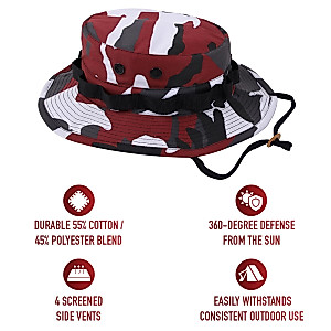 Rothco Camo Boonie Hat - Ultimate Sun Defense for Outdoor Adventures - Red Camo – 7