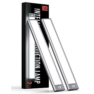 Under Cabinet Lights, Rechargeable battery operated lighting with 40 LED, Wireless Motion Sensor Light indoor (8000K), 4 Modes Night Light, Stick-On Magnetic Closet Lights for Kitchen, Hallway(2 Pack)