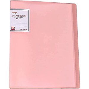 A3 Diamond Painting Storage Book 30 Pages, Art Portfolios Painting Storage Book Clear Pockets Sleeves Protectors for Artwork, Report Sheet, Letter Album Folder Storage Bag, 11*17in/ 44 X 32.5cm (Pink)