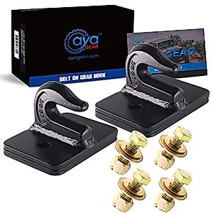 AyA Gear 2 Pack 3/8-in Bolt On Grab Hook Mount with Backer Plate Grab Hook Grade 70 Forged Steel Tow Hook Work Well for Loader, Tractor Bucket, RV, UTV,Truck (Black)